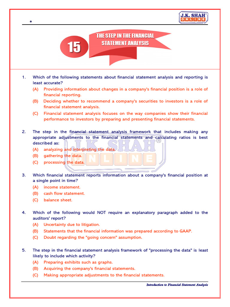 15. Introduction to Financial Statement Analysis | PDF | Financial ...