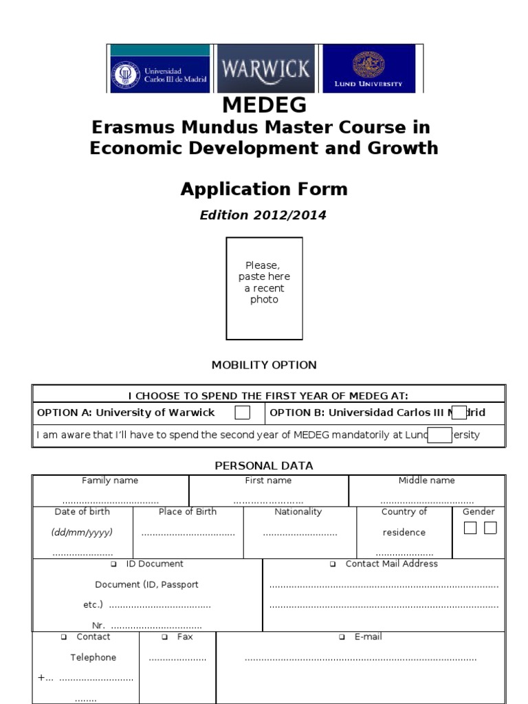 MEDEG Application Form 2012/2014 | PDF | Academic Certificate ...