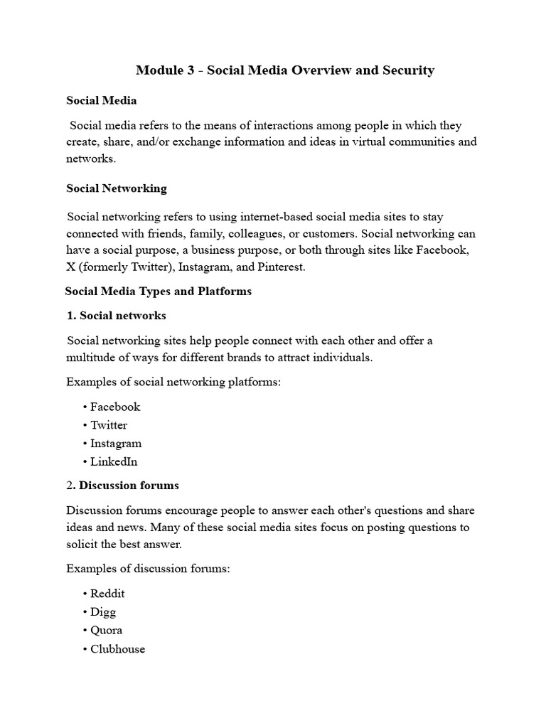 Social Media Security and Overview Guide | PDF