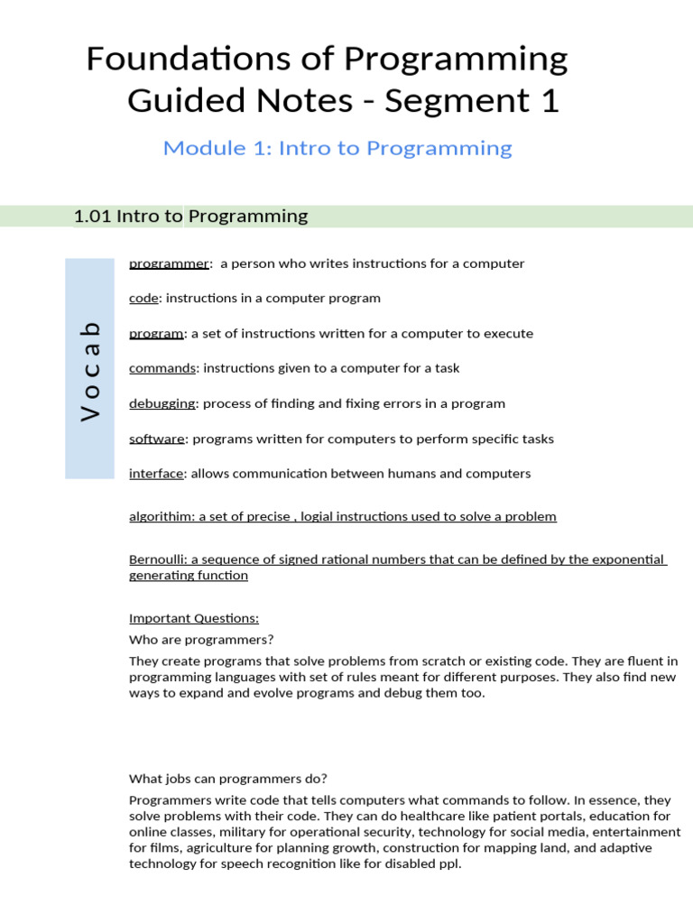 FoP Guided Notes S1 | PDF | Computer Programming | Computer Program