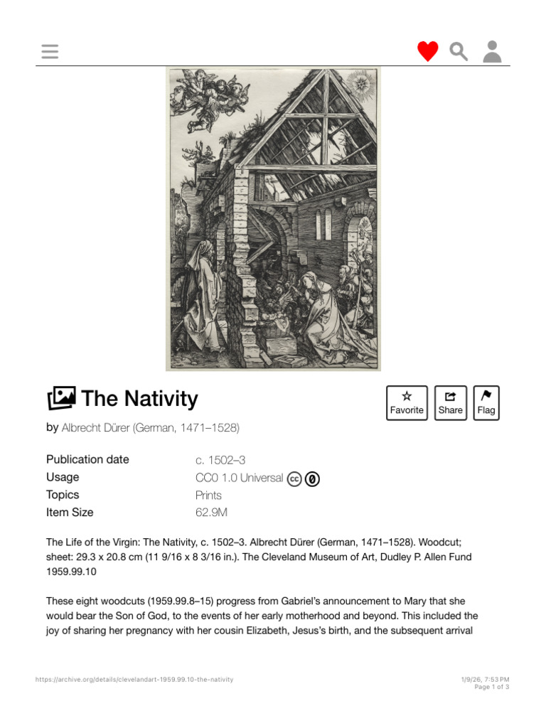 The Nativity - Albrecht Dürer (German, 1471–1528) - Free Download ...
