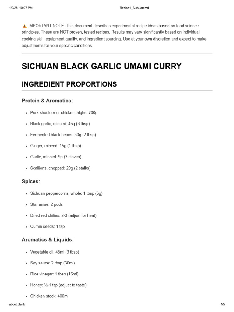 Sichuan Black Garlic Umami Curry Recipe | PDF | Taste | Umami