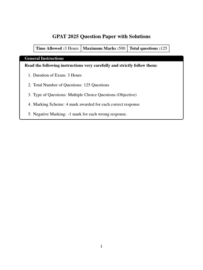 GPAT_2025_Question_Paper_with_Solutions! | PDF | Chemical Polarity ...
