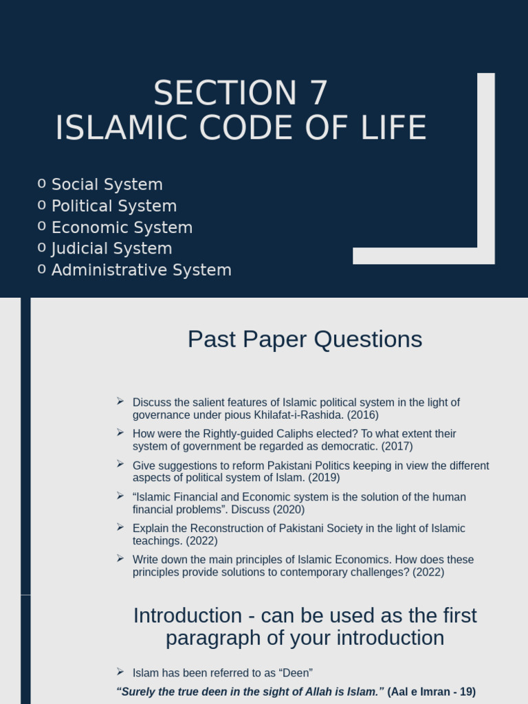 Section 7 - Islamic Code of Life-2 | PDF | Sharia | Caliphate