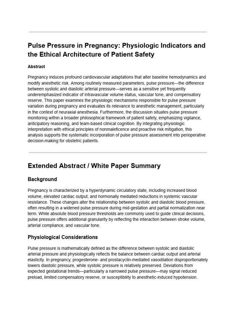 Pulse Pressure in Pregnancy_ Physiologic Indicators and the Ethical ...