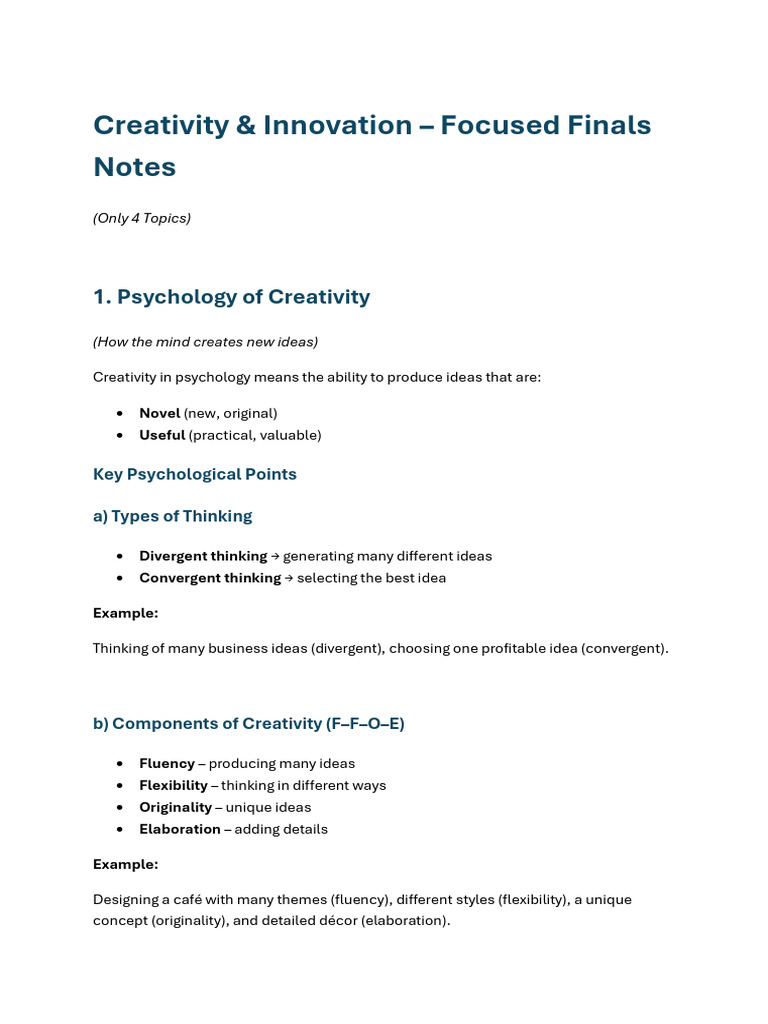 Creativity & Innovation (2) | PDF | Creativity | Entrepreneurship