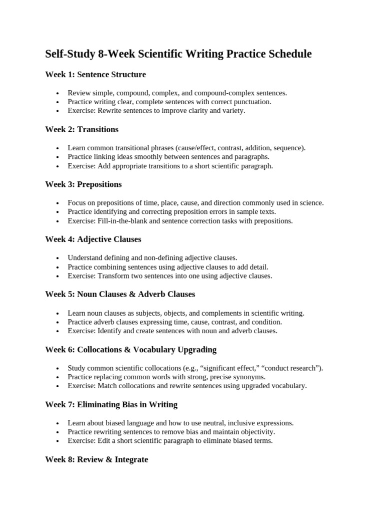 Scientifc Writing 8 Week Self Study Chapter 1 | PDF | Sentence ...