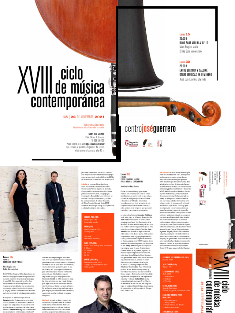 XVIII Ciclo de mu¦üsica contempora¦ünea_cartel+programa | PDF | Violonchelo | Sonata