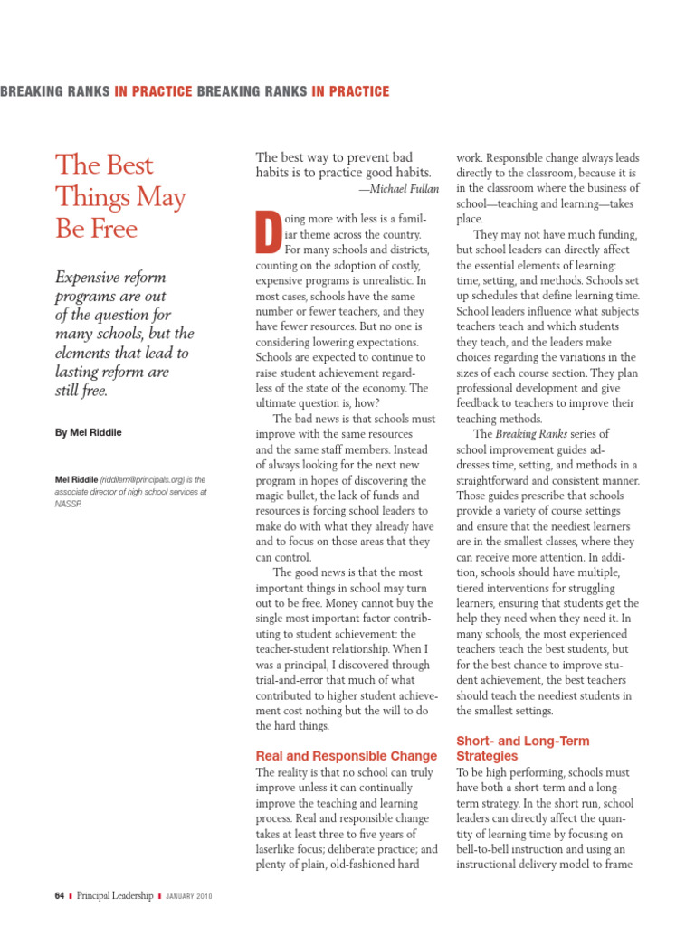 The Best Things May Be Free - Riddile | PDF | Teachers | Classroom