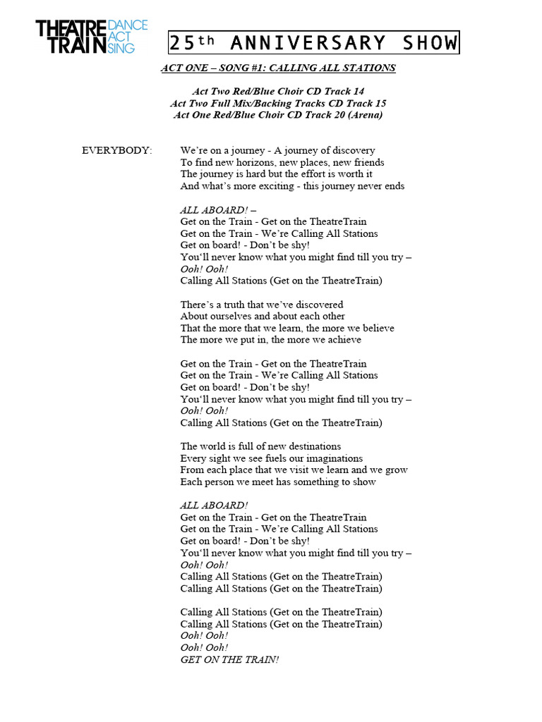 Calling All Stations Lyrics | PDF