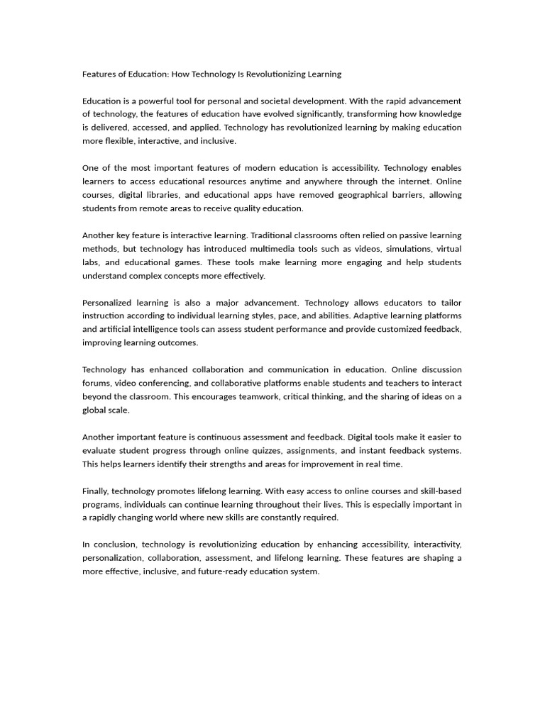 Features of Education | PDF