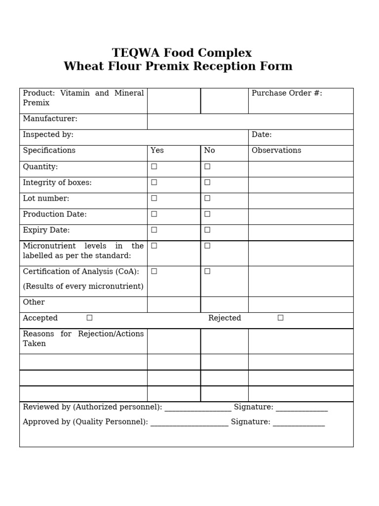 TEQWA Wheat Flour Premix Forms | PDF | Flour