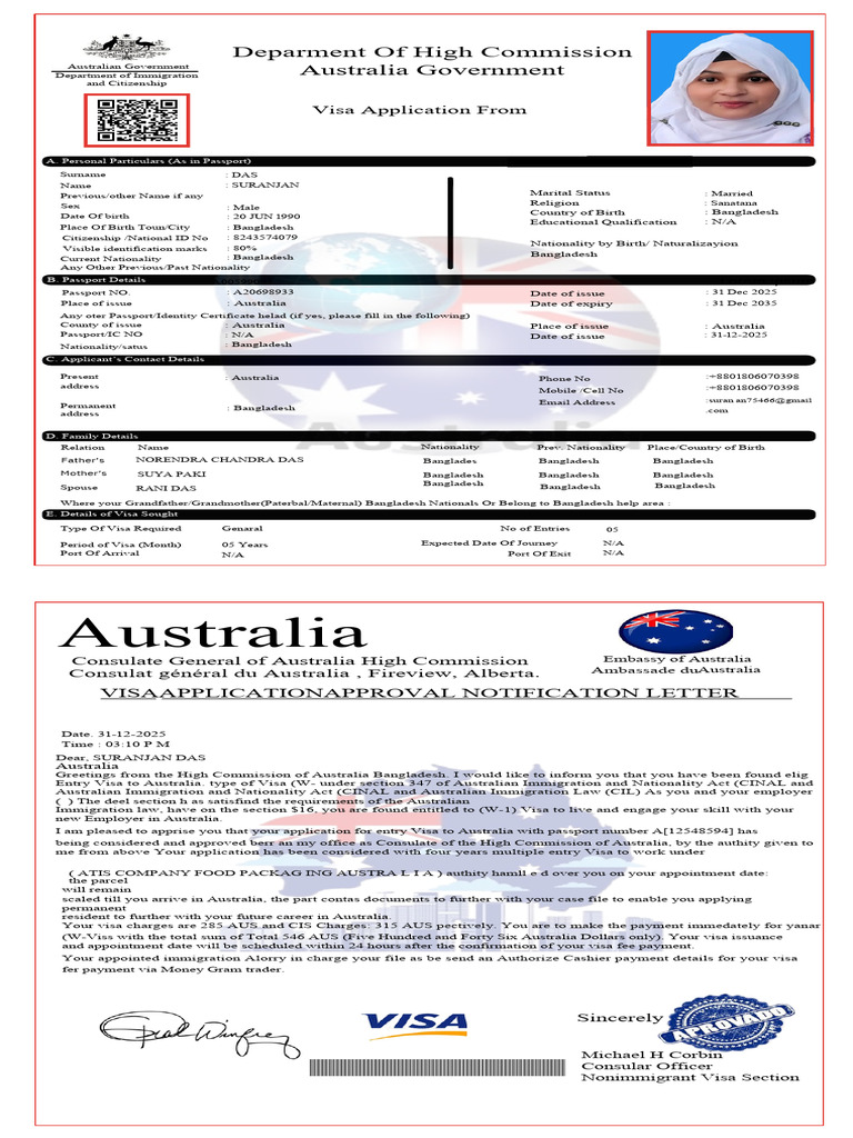 960698953 Australia Application PDF (1) | PDF | Travel Visa | Nationality