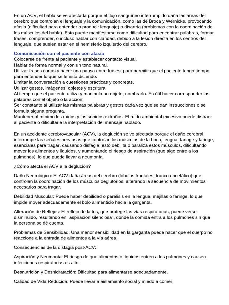 ACV apunte | PDF | Carrera | Afasia