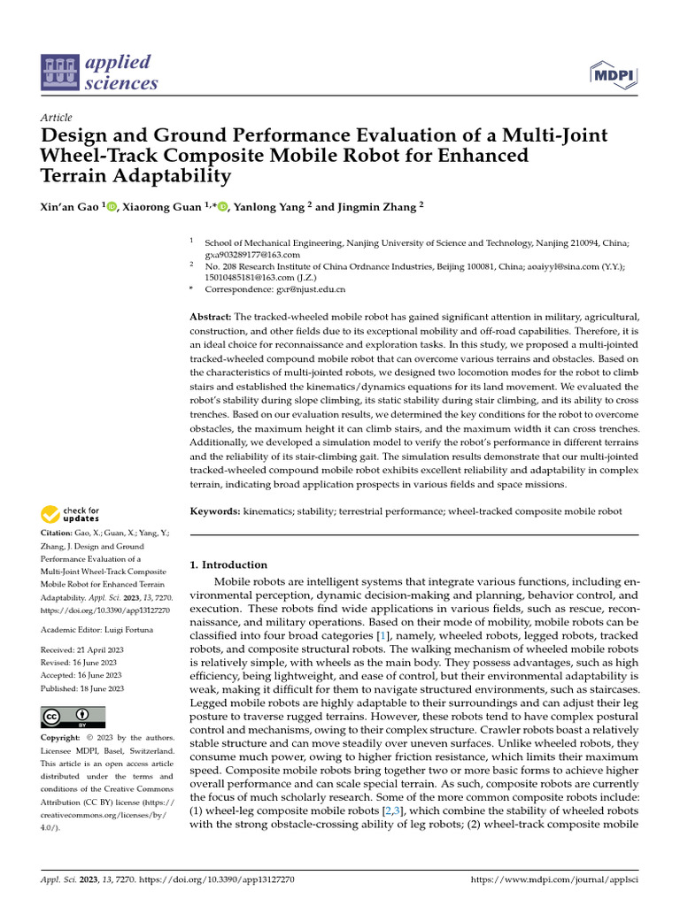 Design and Ground Performance Evaluation of a Multi-Joint Wheel-Track ...