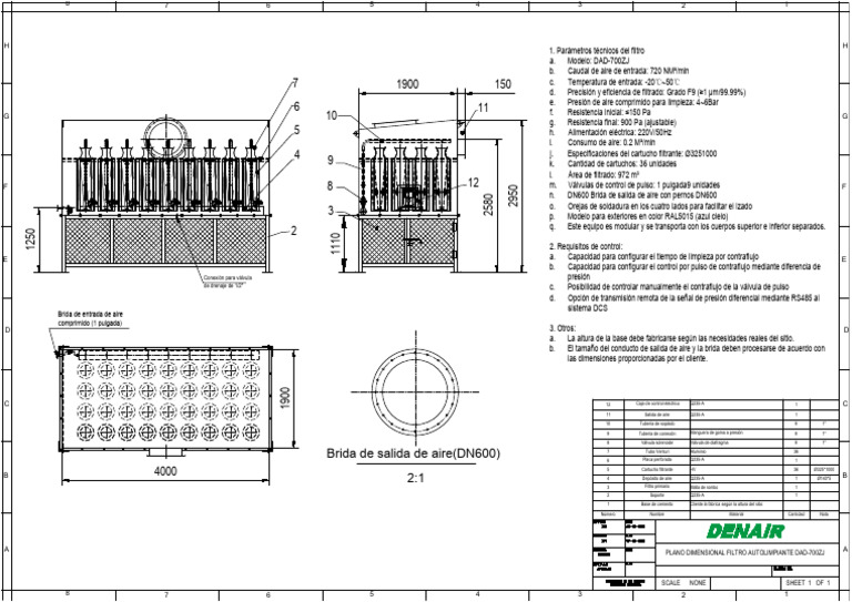 DENAIR Plano Dimensional DAD-700ZJ | PDF | Filtración