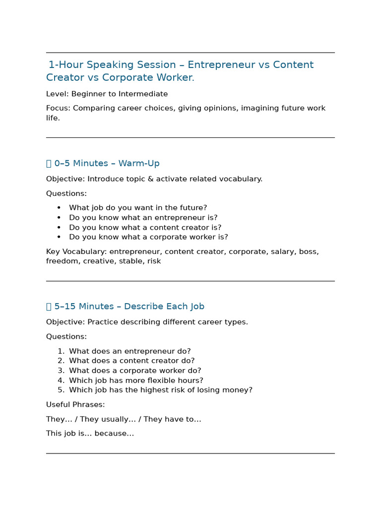 Career Choices: Entrepreneur vs Creator vs Worker | PDF | Entrepreneurship
