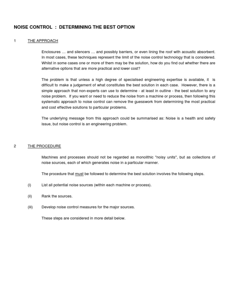 Noise Control: Determining The Best Option | Download Free PDF | Noise ...