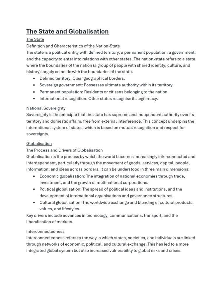 Globalisation and the Nation-State Dynamics | PDF | Globalization ...