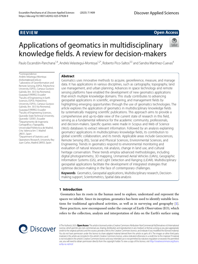 Geomatics Applications in Multidisciplinary Fields | PDF | Geographic ...