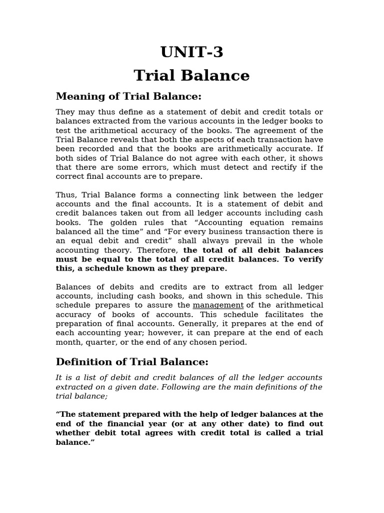 Understanding Trial Balance Basics | PDF | Debits And Credits | Business