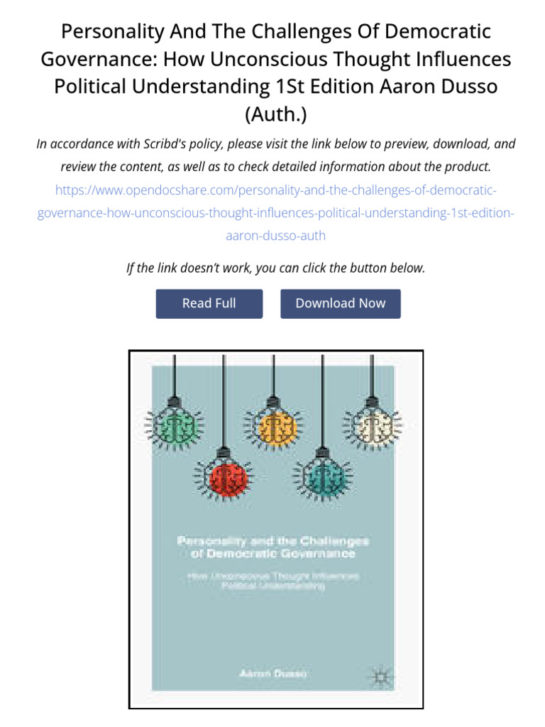 Personality and the Challenges of Democratic Governance: How ...