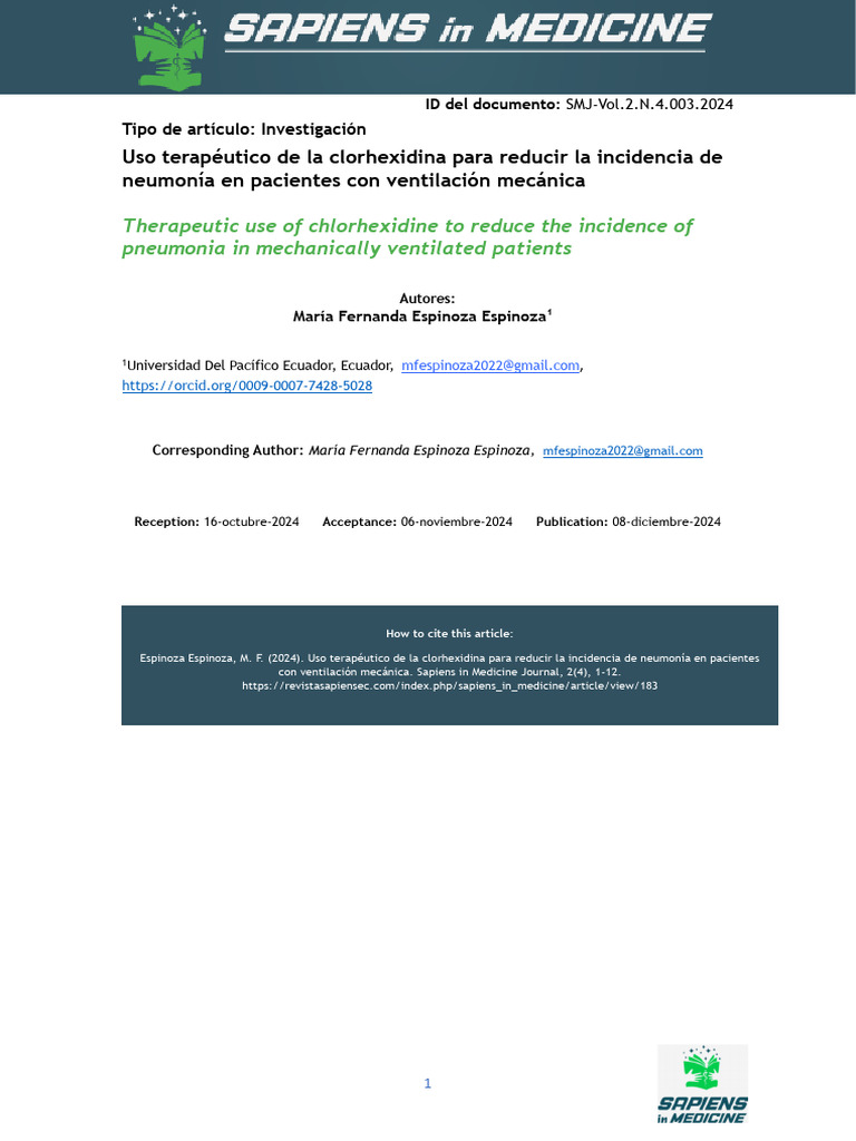UsoTerapeutico de La Clorhexidina en NAVM | PDF | Ensayo clínico | Hospital