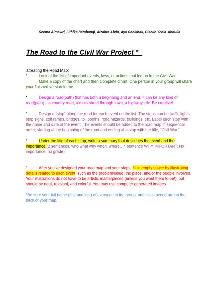 Team Projectof the Road to the Civil War Project | PDF | Slavery In The ...