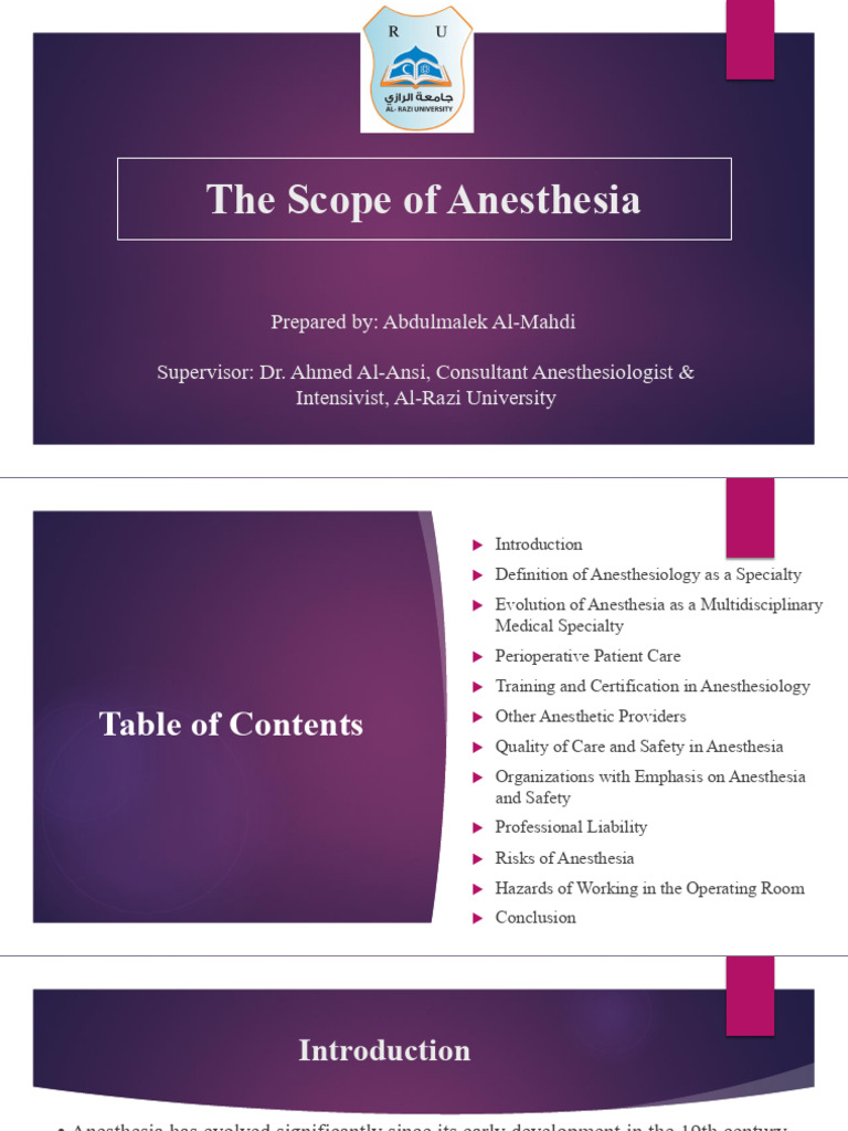 Overview of Anesthesiology Scope | PDF | Anesthesia | Health Care