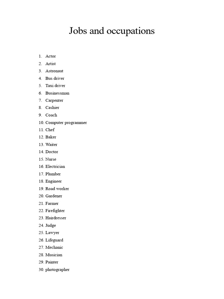 Jobs and Occupations | PDF