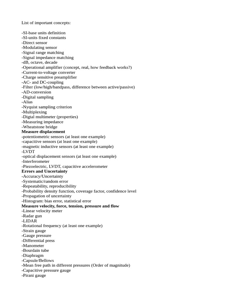 Essential Measurement Concepts and Sensors | PDF