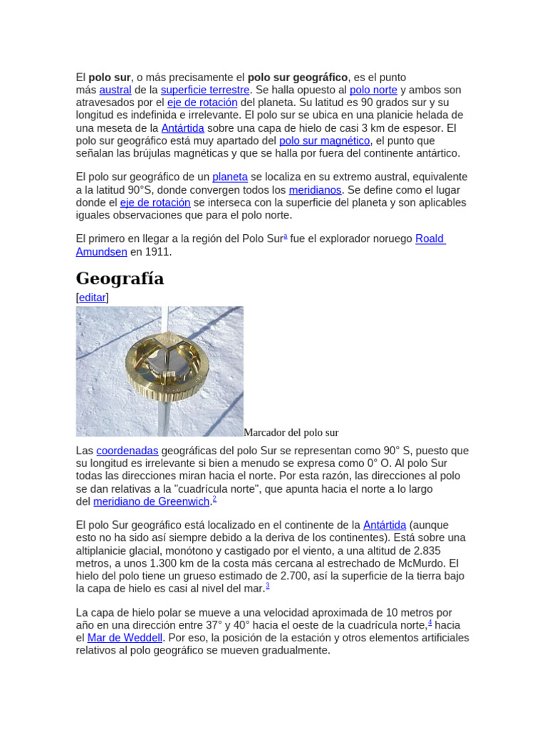 El Polo Sur | PDF | Polo Sur | Geografía Física