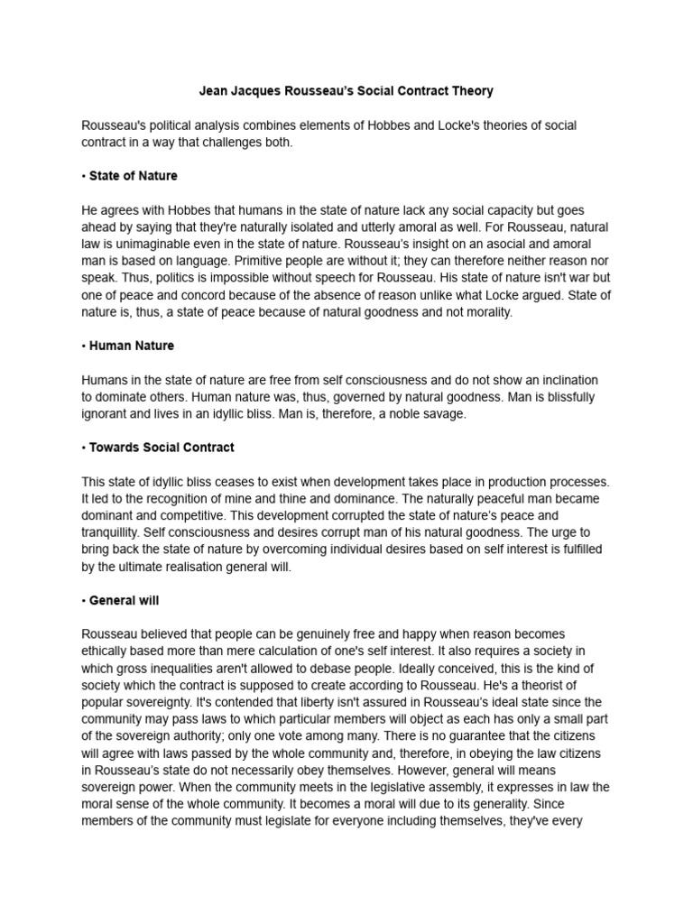 Rousseau's Social Contract Explained | PDF | Sovereignty | Social Contract