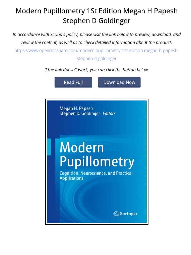 Modern Pupillometry 1st Edition Megan H Papesh Stephen D Goldinger ...