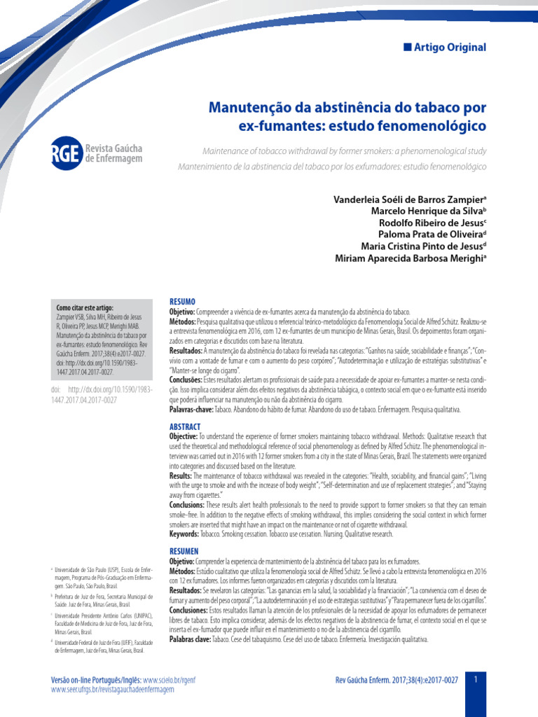 Abstinencia Do Cigarro Manutenção Da Abstinência Do Tabaco Por Ex ...