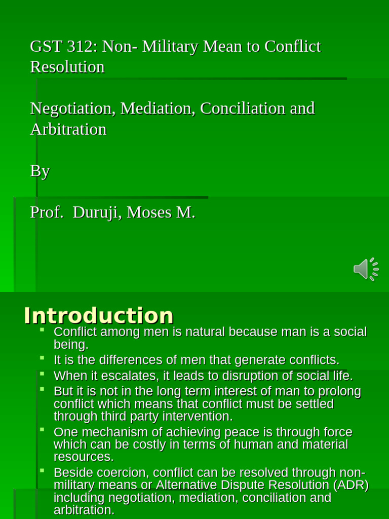 Non-Military Conflict Resolution Methods | PDF | Mediation | Arbitration