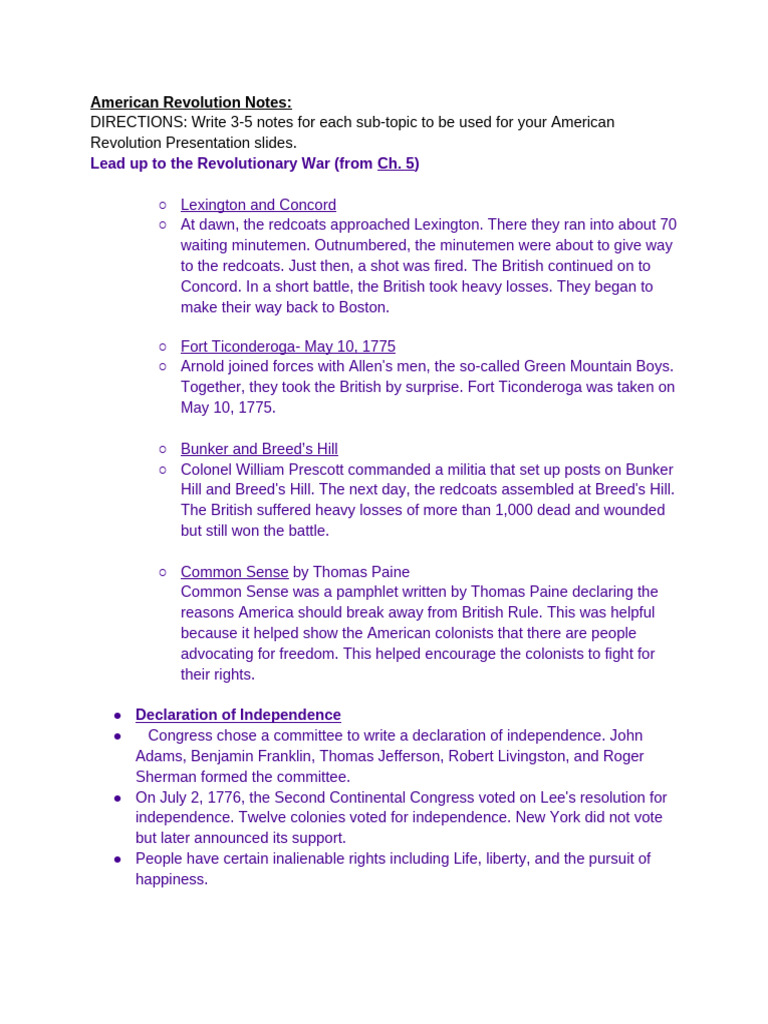 American Revolution Notes - 9436200 | PDF | Siege Of Yorktown | George ...