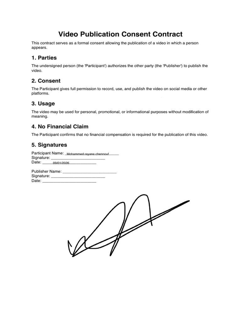 Video Consent Contract | PDF