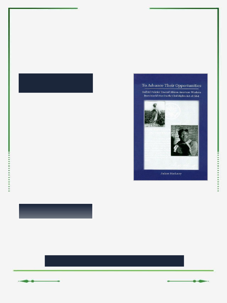 To Advance Their Opportunities Federal Policies Toward African American ...
