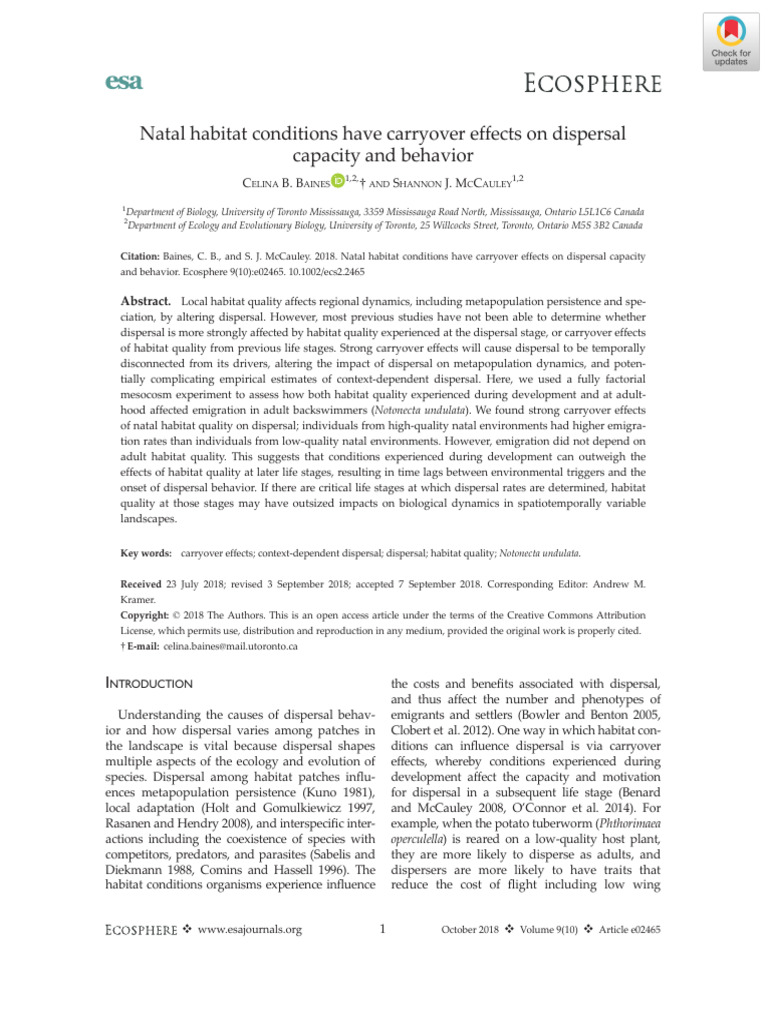 baines-mccauley.-2018.-ecosphere | PDF | Dependent And Independent ...