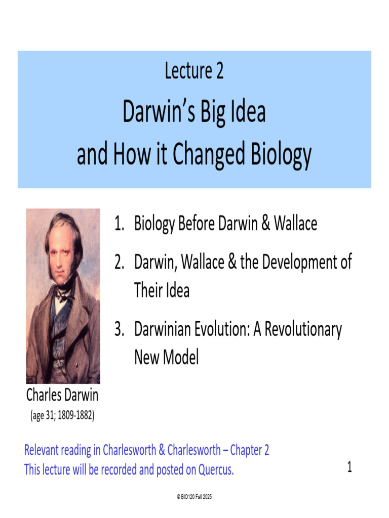 BIO120Fall2025_Lecture_2_1slideperpage | PDF | Charles Darwin | Natural ...