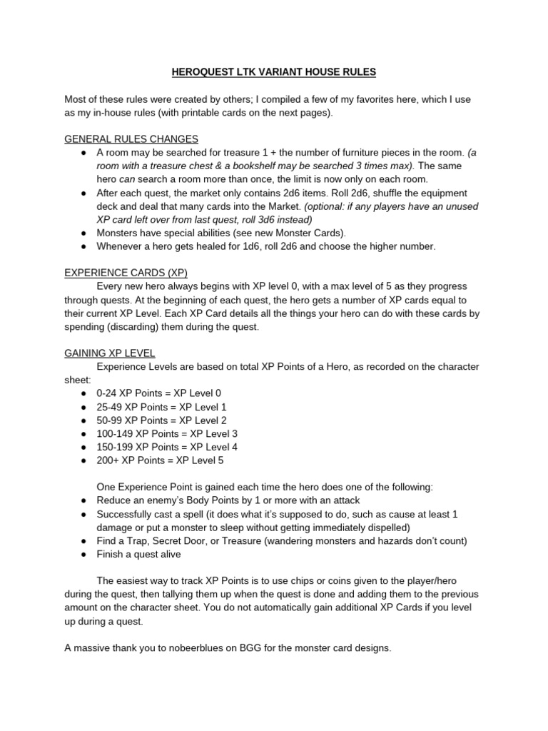 HeroQuest LTK Variant | PDF