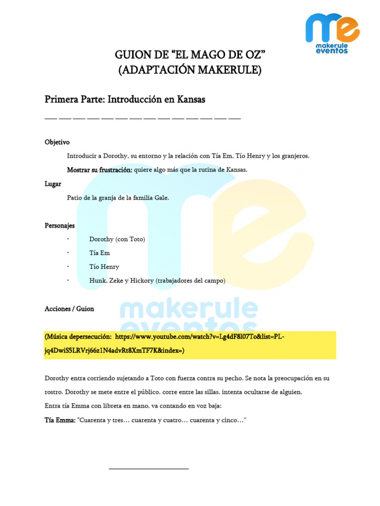 Guion Mago - de - Oz - Makerule Eventos | PDF | Dorothy Gale