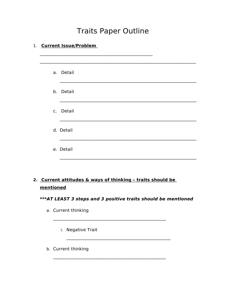 Traits Paper Outline 1 | PDF