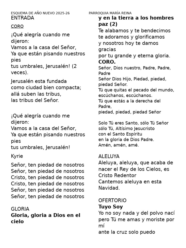 Esquema Misa Año Nuevo | PDF | orador del Señor | Creencia religiosa y ...