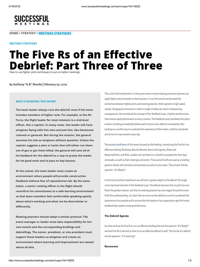 Effective Debrief Meetings | PDF