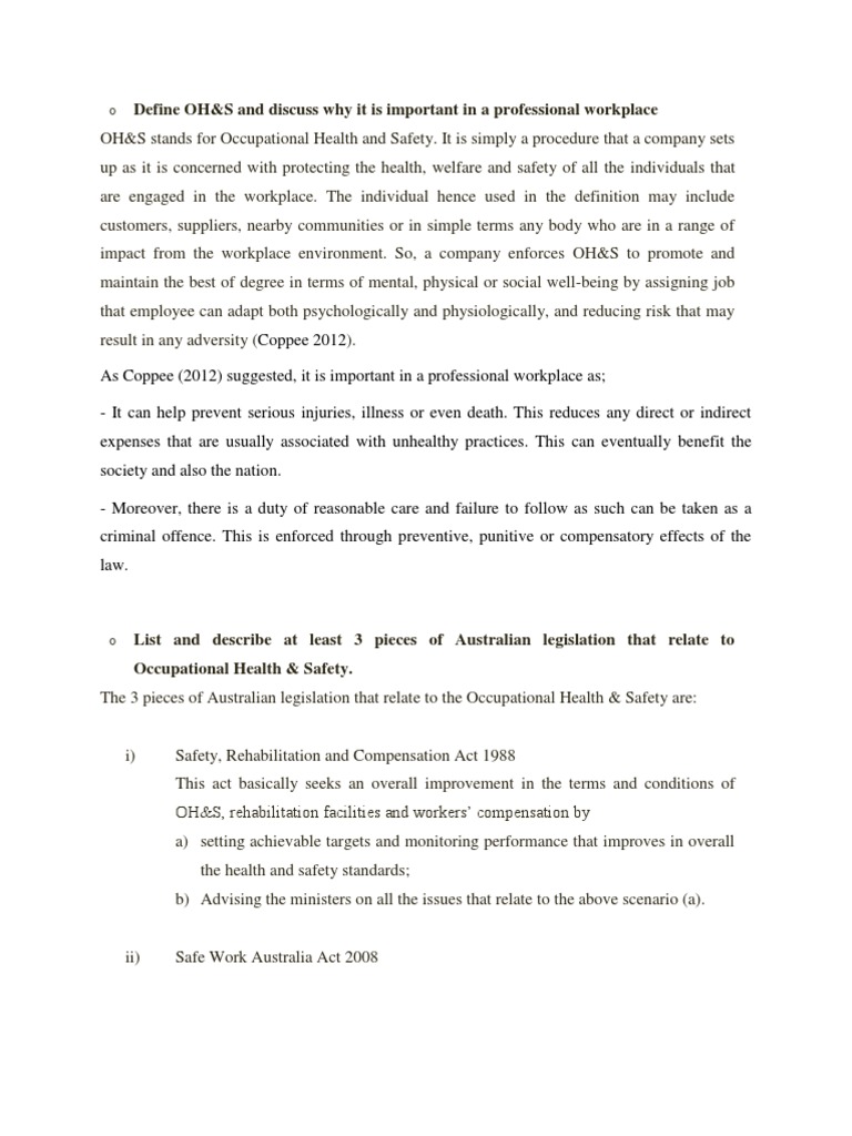 OHS in Australia | Download Free PDF | Occupational Safety And Health ...
