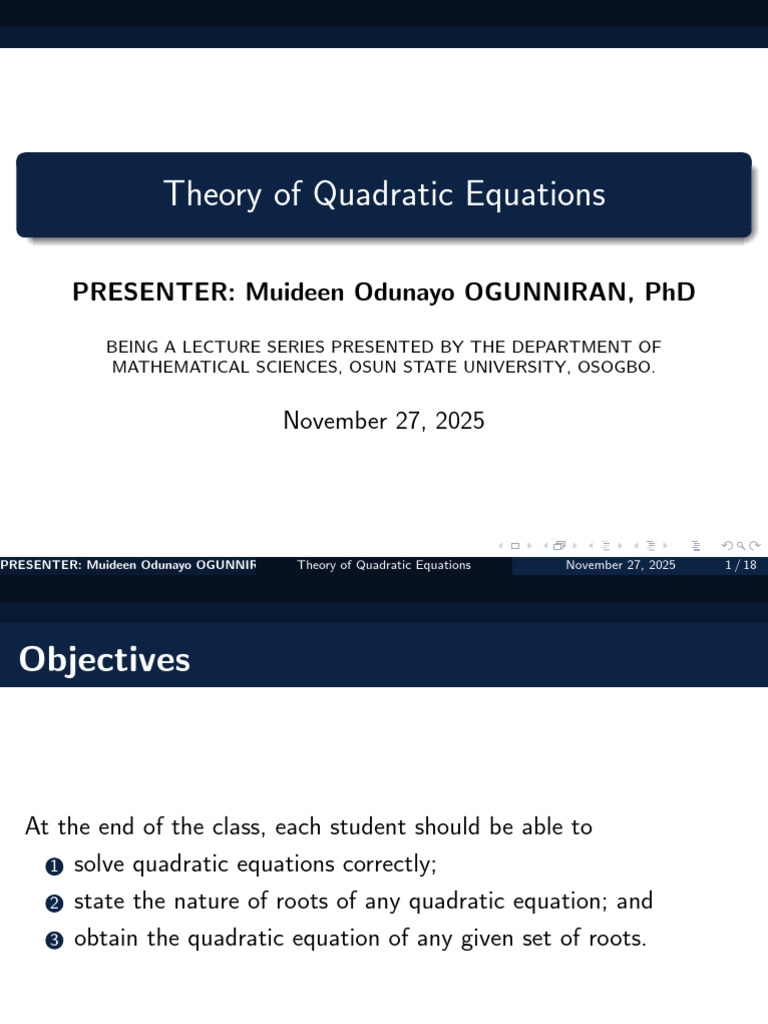 Theory of Quadratic Equations | PDF | Quadratic Equation | Equations