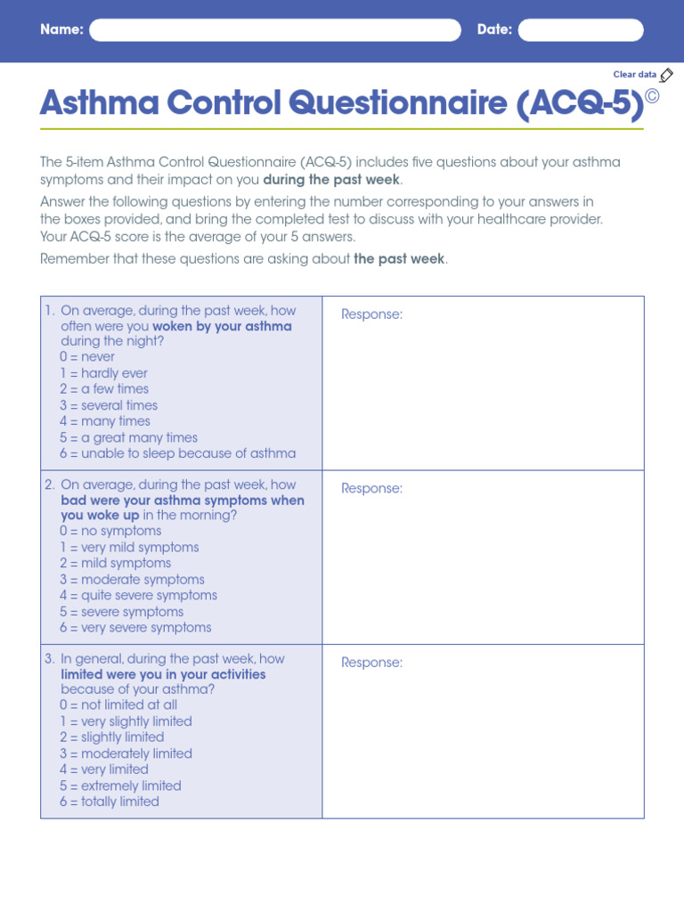 ACQ-5 Scoring Tool_E02 - Editable-English 2 (1) | PDF | Diseases And ...