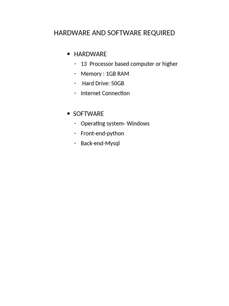 Hardware and Software Required | PDF